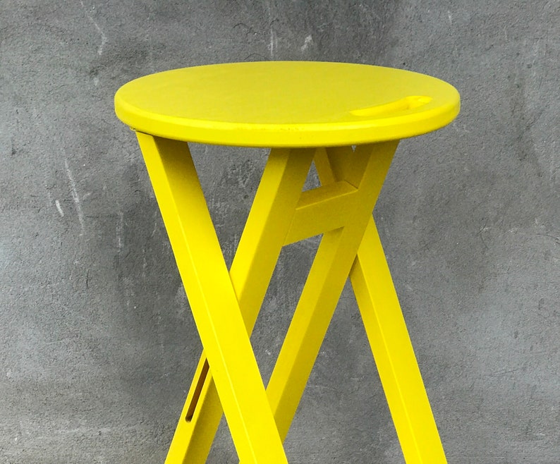 Ash Round Wooden Folding Stool, Foldable Wooden Stool With Circular ...