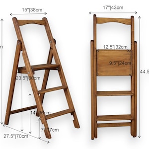 Slim Folding Wooden Step Ladder – 3-step Solid Wood Stepladder Compact ...