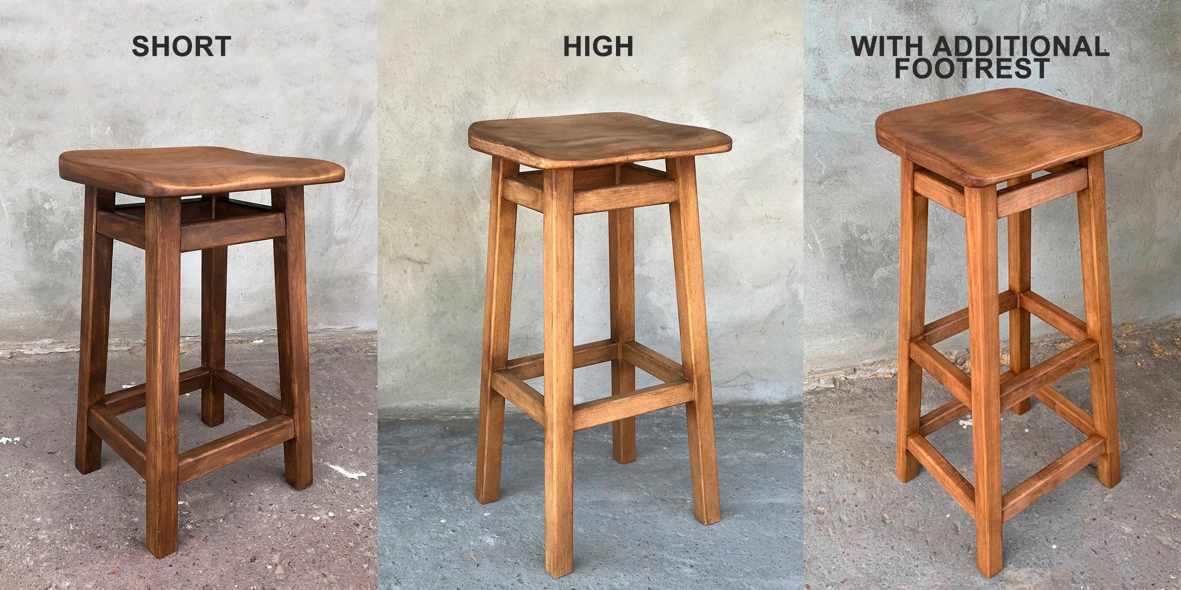 Wooden High Stool Smooth Seat, Body Shape Rustic Wood High Bar Stool ...