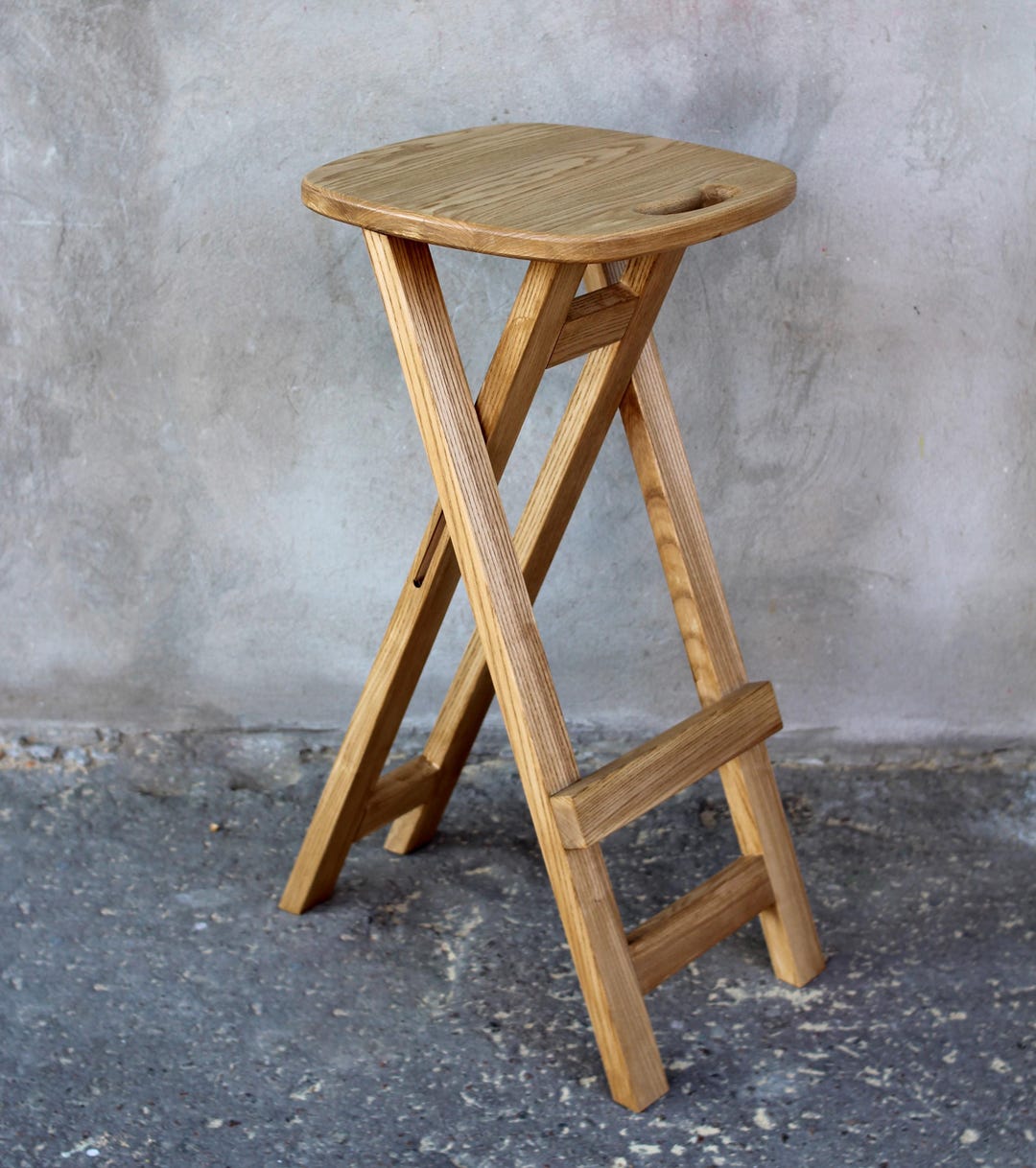 Solid Wooden Folding Stool With Square Seat Portable Foldable Chair ...