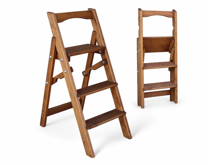 Vintage Wooden 3-step Ladder – Rustic Display or Plant Stand – Werner ...