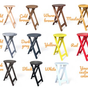 Dark Gray Wooden Folding Stool, Foldable Wooden Stool With Circular ...
