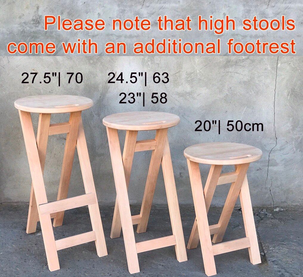Brown Wooden Folding Stool, Rustic Folding Stool Round Portable Seating ...