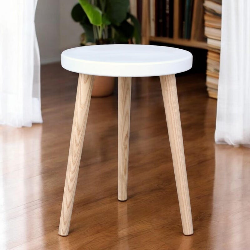 Round Wooden Side Table - Etsy