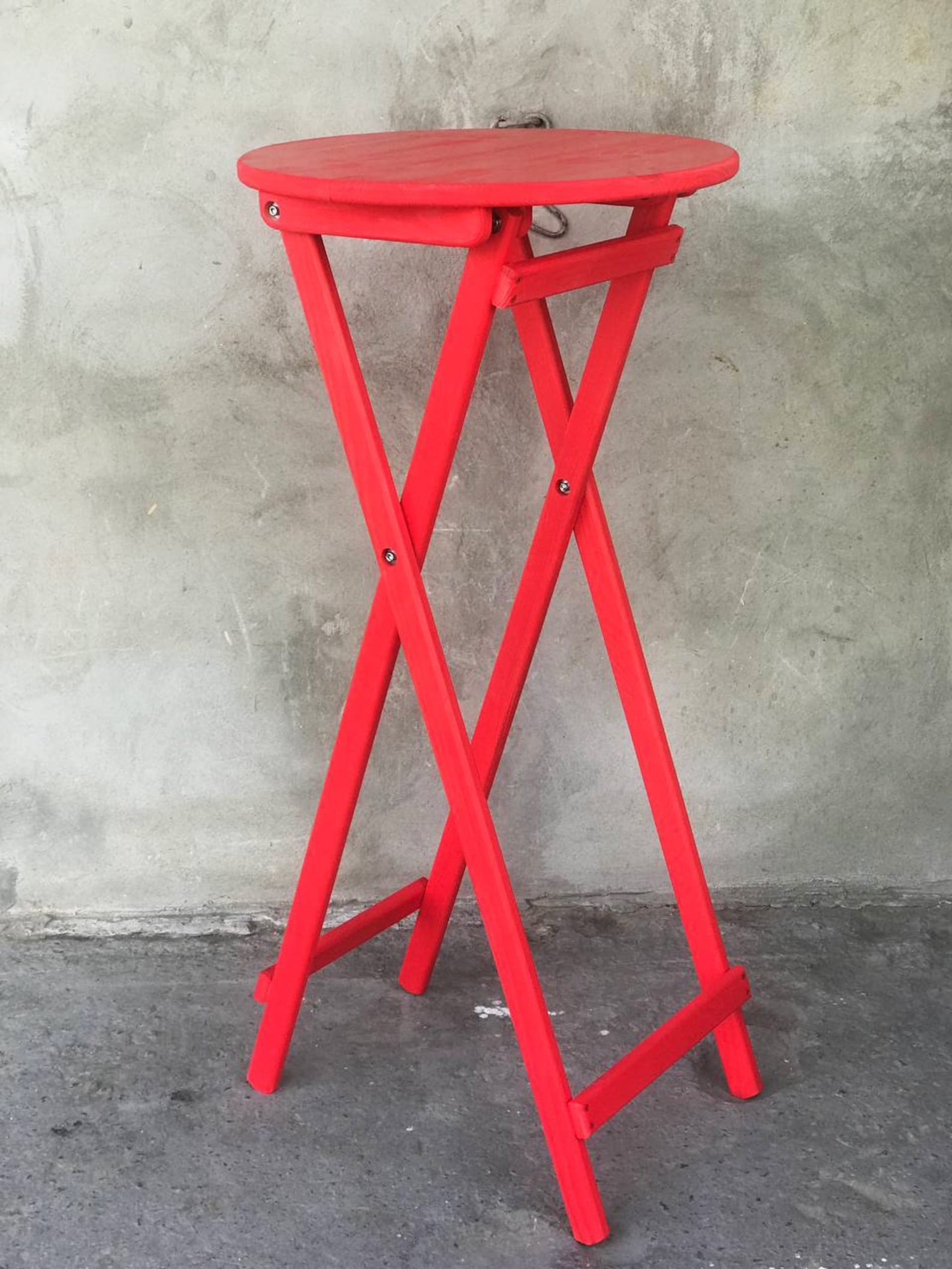 Compact Folding High Table, Collapsible Round Top Table, Natural Wood ...