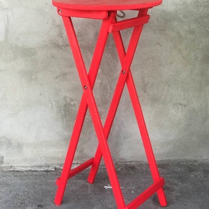 Compact Folding High Table, Collapsible Round Top Table, Natural Wood ...