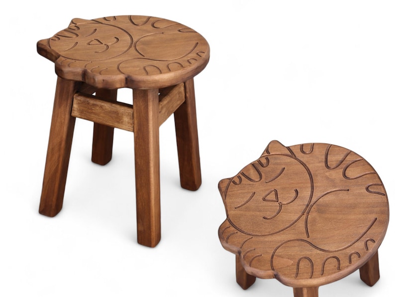 Solid Wood Kids Seat Cute Animal Stool for Kids Handcrafted Stool for ...