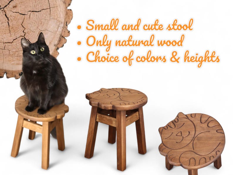 Solid Wood Kids Seat Cute Animal Stool for Kids Handcrafted Stool for ...