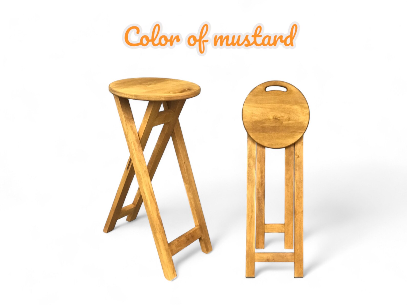 Dark Gray Wooden Folding Stool, Foldable Wooden Stool With Circular ...