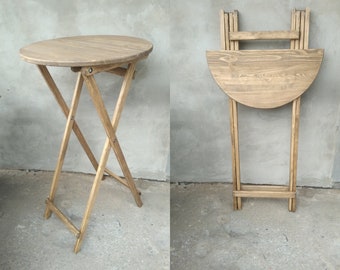 Natural Wood Table, Space-saving High Table Portable Wooden Bar Table ...
