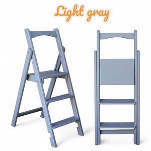 Natural Wood Folding Thin Ladder for Kitchen or Library Wooden ...