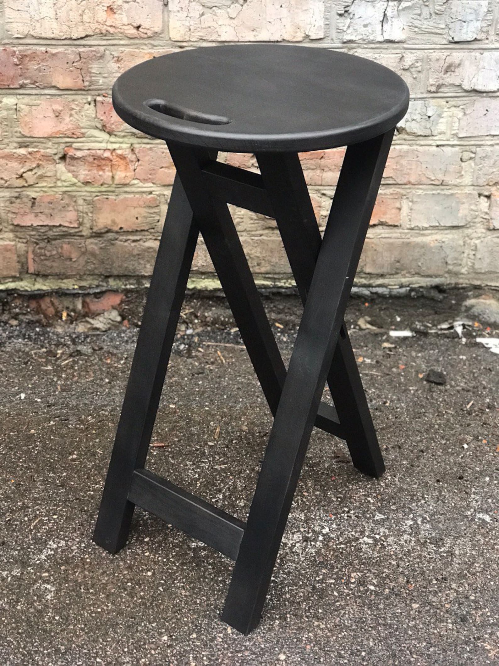 Light Portable Foldable Wooden Stool Round Seat and Convenient Handle ...