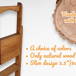 Slim Folding Wooden Step Ladder – 3-step Solid Wood Stepladder Compact ...