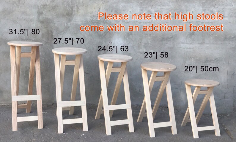 Gray Foldable Wooden Stool With Circular Seat and Handle Portable and ...