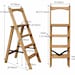 Wooden Folding Ladder | Slim Solid Wood Stepladder With Handle | Rustic ...