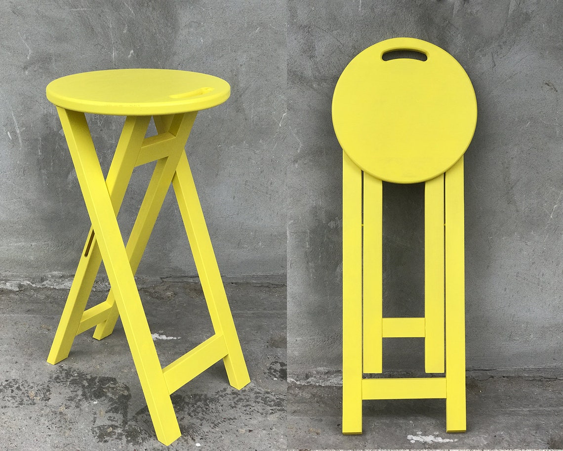 Light Portable Foldable Wooden Stool Round Seat and Convenient - Etsy