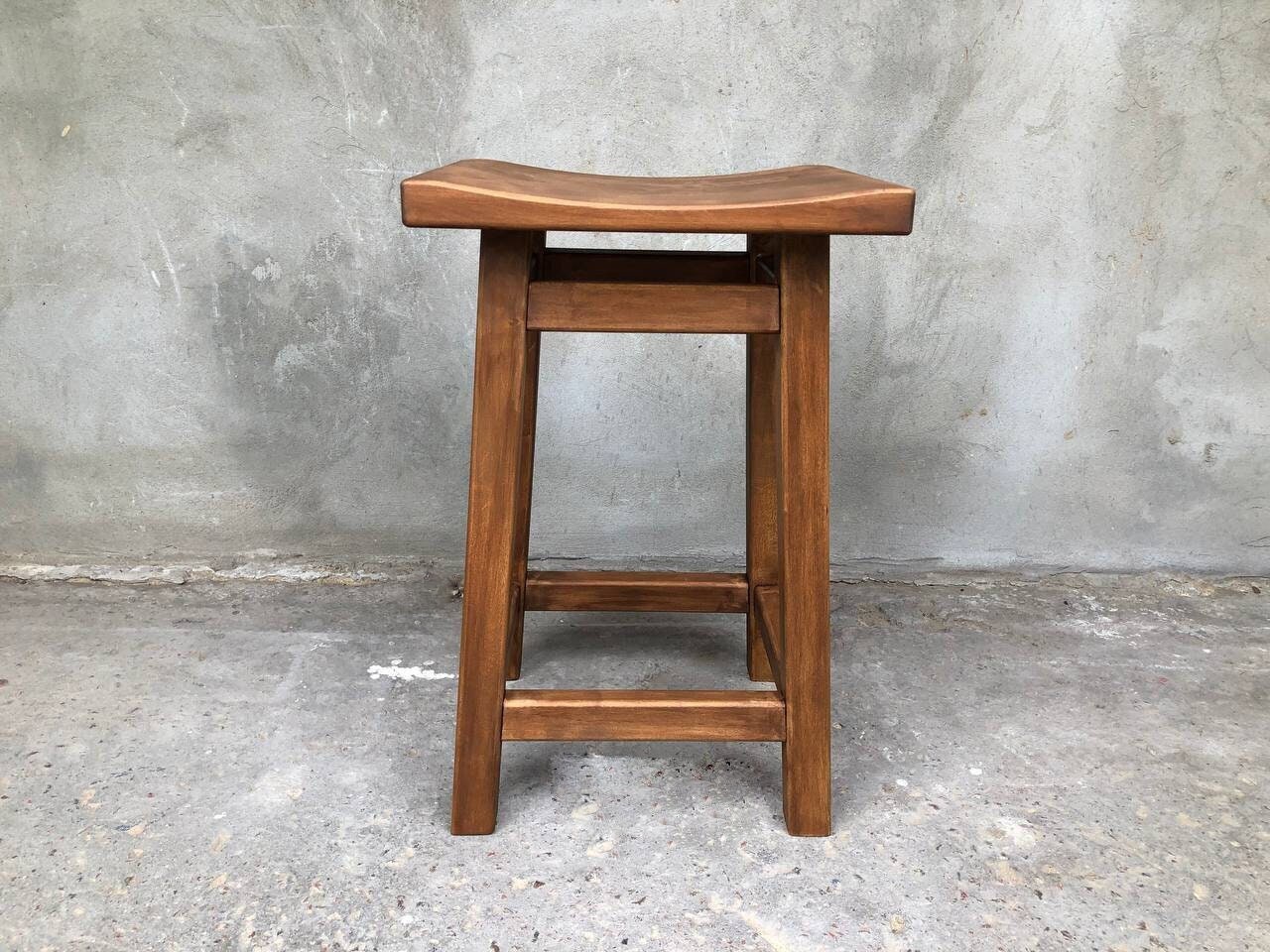 Asian Style Stool Comfortable Bar Seating Rectangular Stool Wooden ...