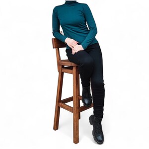 High Brown Chair Natural Wood With a Comfortable Seat for the Bar ...