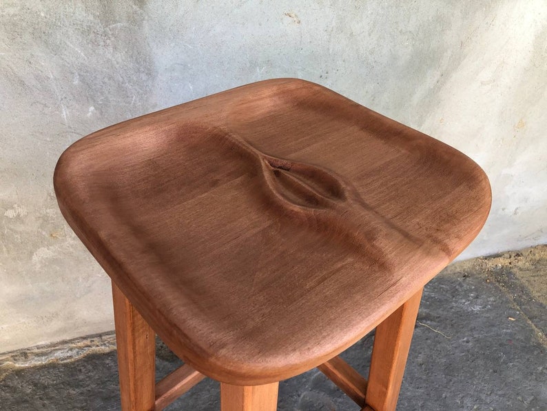 Funny Ergonomic Wooden Bar Stool Rustic High Barstool Man Cave Elevated ...