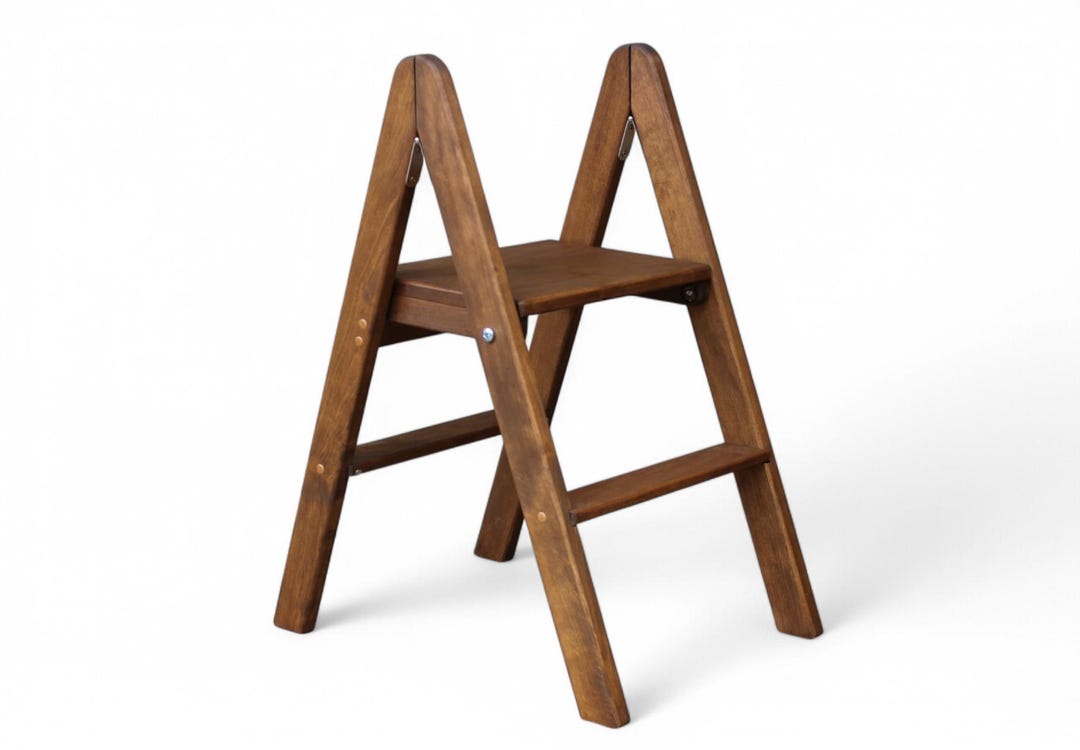 Low Natural Wood Folding Small Ladder for Home Wooden Stepladder 2 Step ...