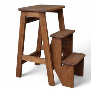 Convertible Wooden Step Stool Ladder Rustic Folding Ladder Seat ...