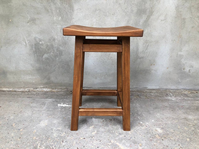 Comfortable Bar Chair Elevated Seating Rectangular Stool Wooden ...