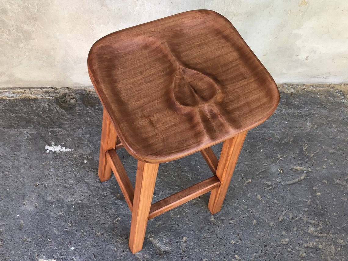 Funny Ergonomic Wooden Bar Stool Rustic High Barstool Man Cave Elevated ...