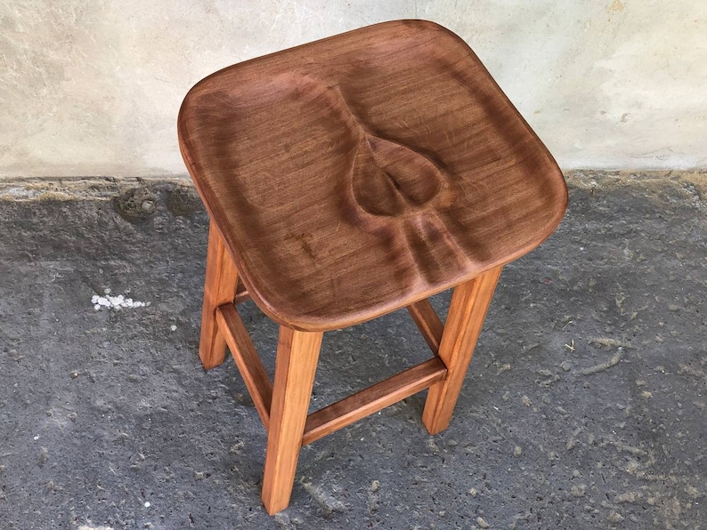 Funny Ergonomic Wooden Bar Stool Rustic High Barstool Man Cave Elevated ...