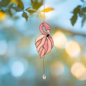 Pink Flamingo Iridescent Stained Glass Suncatcher. Window Hangings With ...