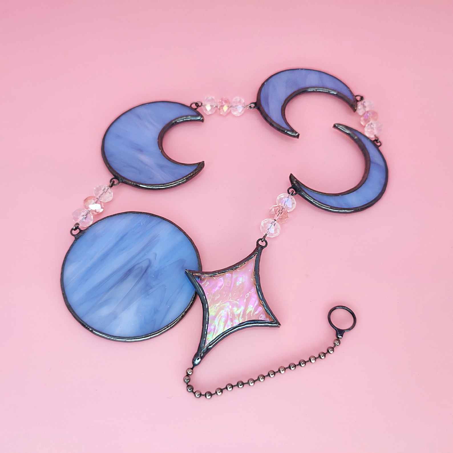 Handmade Stained Glass Celestial Moon Phases Wall Art. Lunar Phases ...