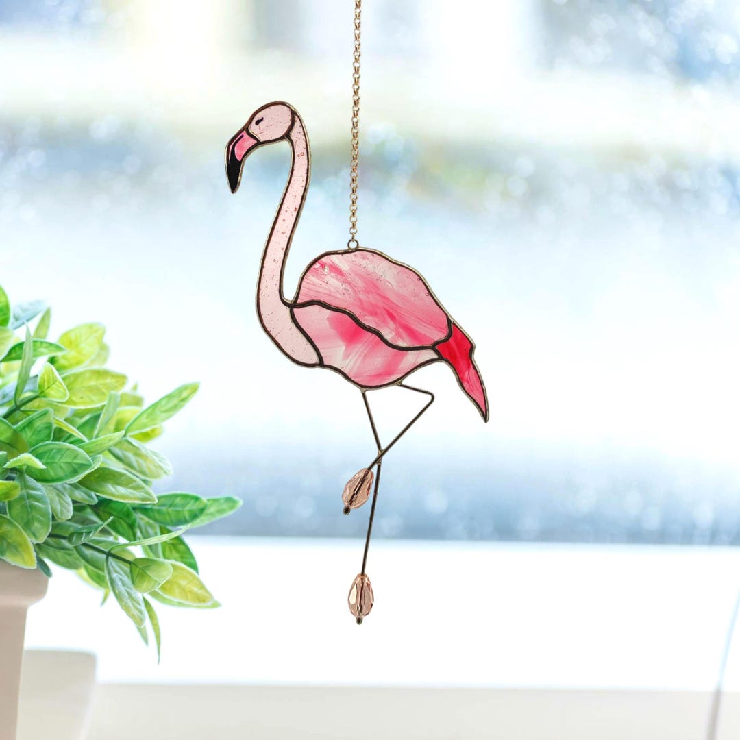Berry Pink Flamingo Suncatcher Window Hangings. Unique Beach House ...