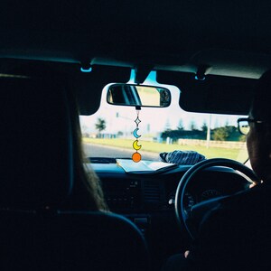 Celestial Moon Phases Car Mirror Charm. Delicate Lavender Stained Glass ...