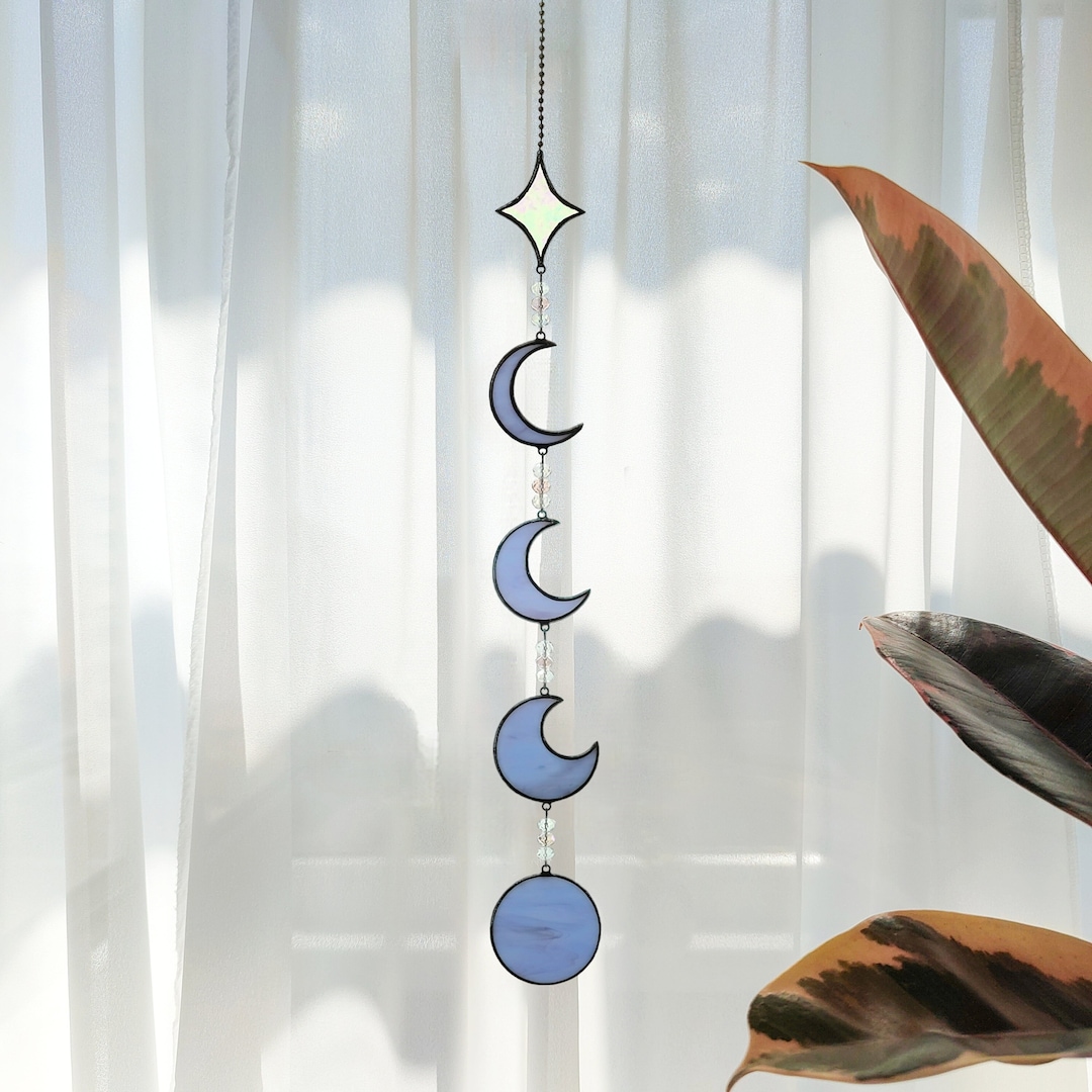 Handmade Stained Glass Celestial Moon Phases Wall Art. Lunar Phases ...