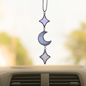 Celestial Moon Phases Car Charm. Car Accessory With Delicate Lavender ...