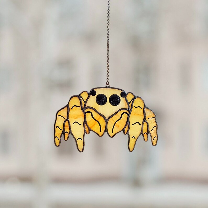 Jumping Spider Window Hanging Stained Glass. Funny Suncatcher Arachnid ...