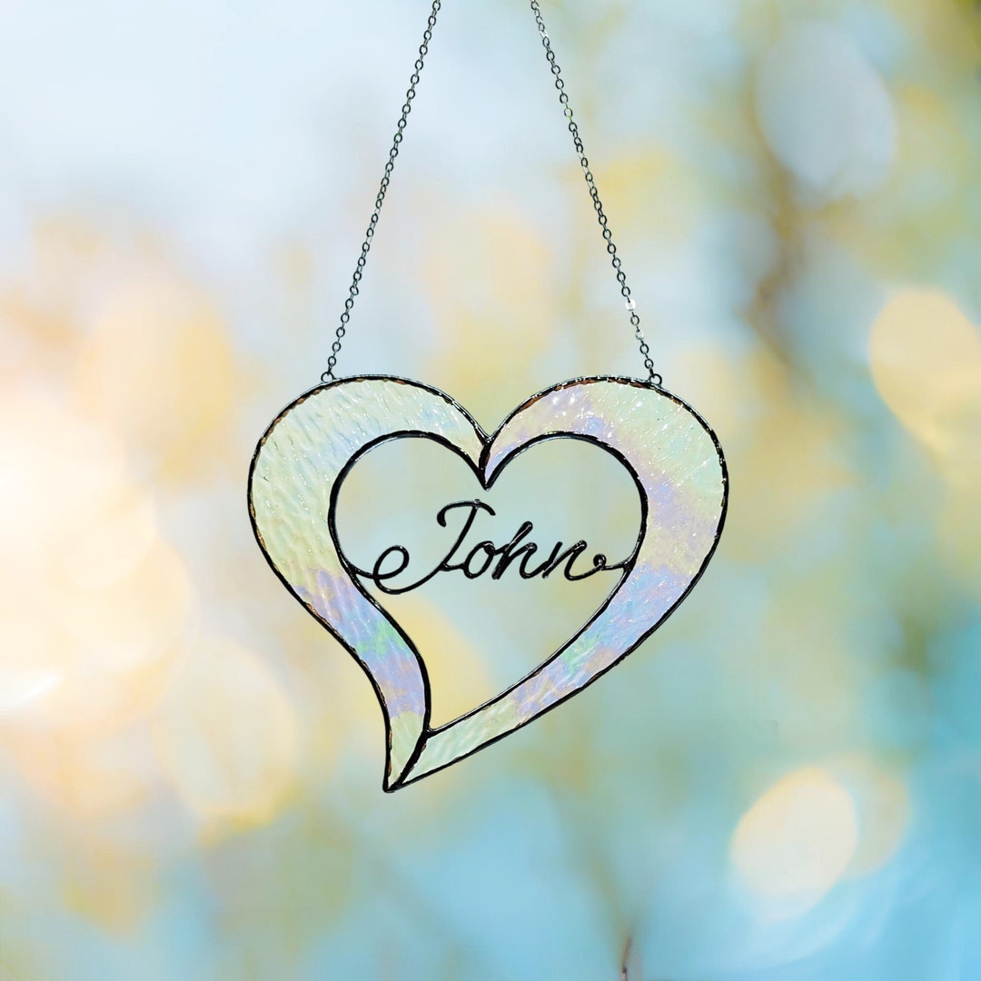 In Loving Memory Stained Glass Heart Suncatcher. A Beautiful Memorial ...