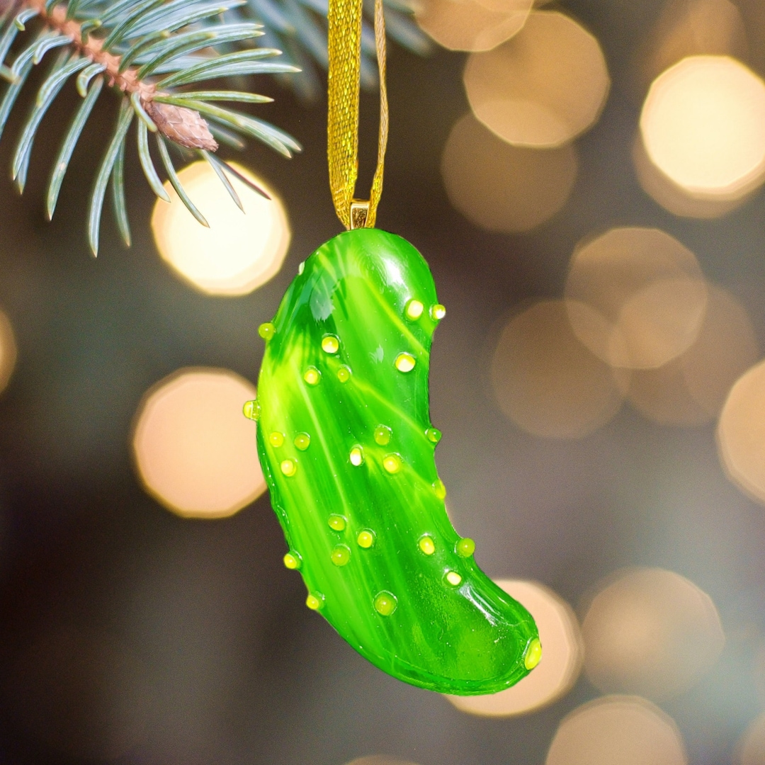 Christmas Pickle Fused Glass Ornament. Handmade Christmas Decoration ...