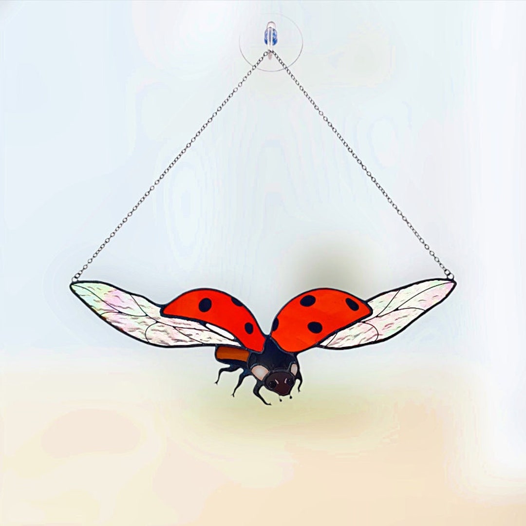 Stained Glass Ladybug With Transparent and Iridescent Wings. - Etsy