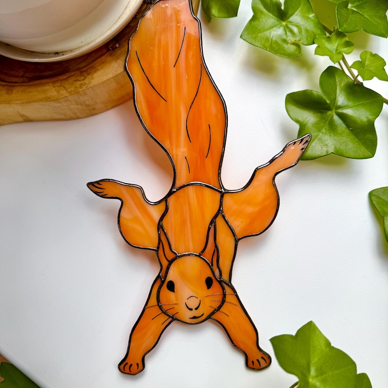 Stained Glass Squirrel Suncatcher. Unique Handmade Birthday Gift for ...
