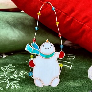 Stained Glass Snowman Christmas Tree Ornament. Festive Holiday ...