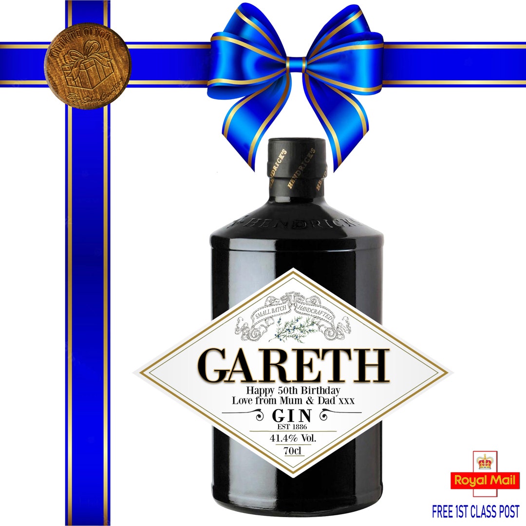 Personalised Hendricks Gin Replica Bottle Label Happy Birthday Any ...