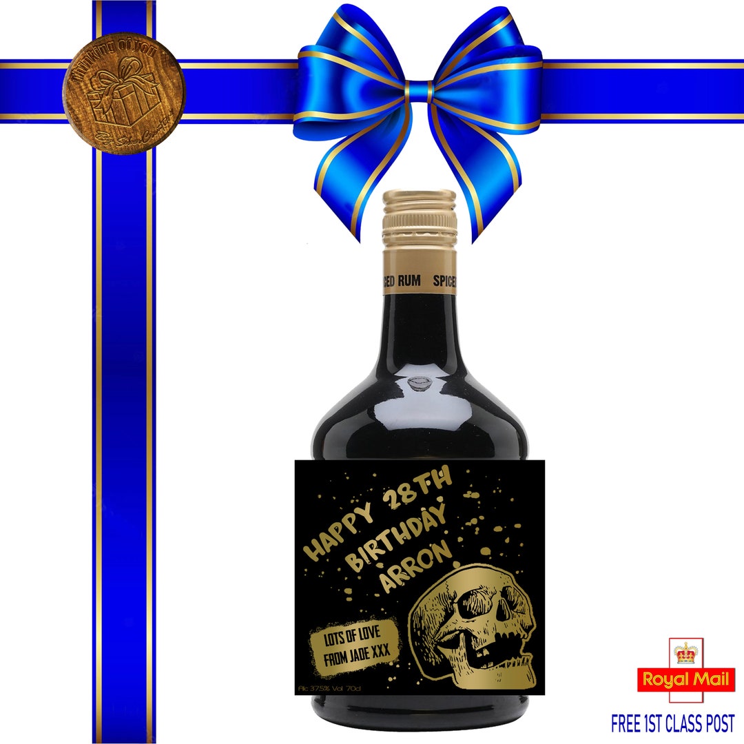 Personalised Spiced Rum Bottle Label Happy Christmas Birthday Any ...