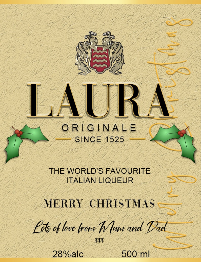 Personalised Christmas Disaronno Amaretto Replica Bottle Label - Etsy UK
