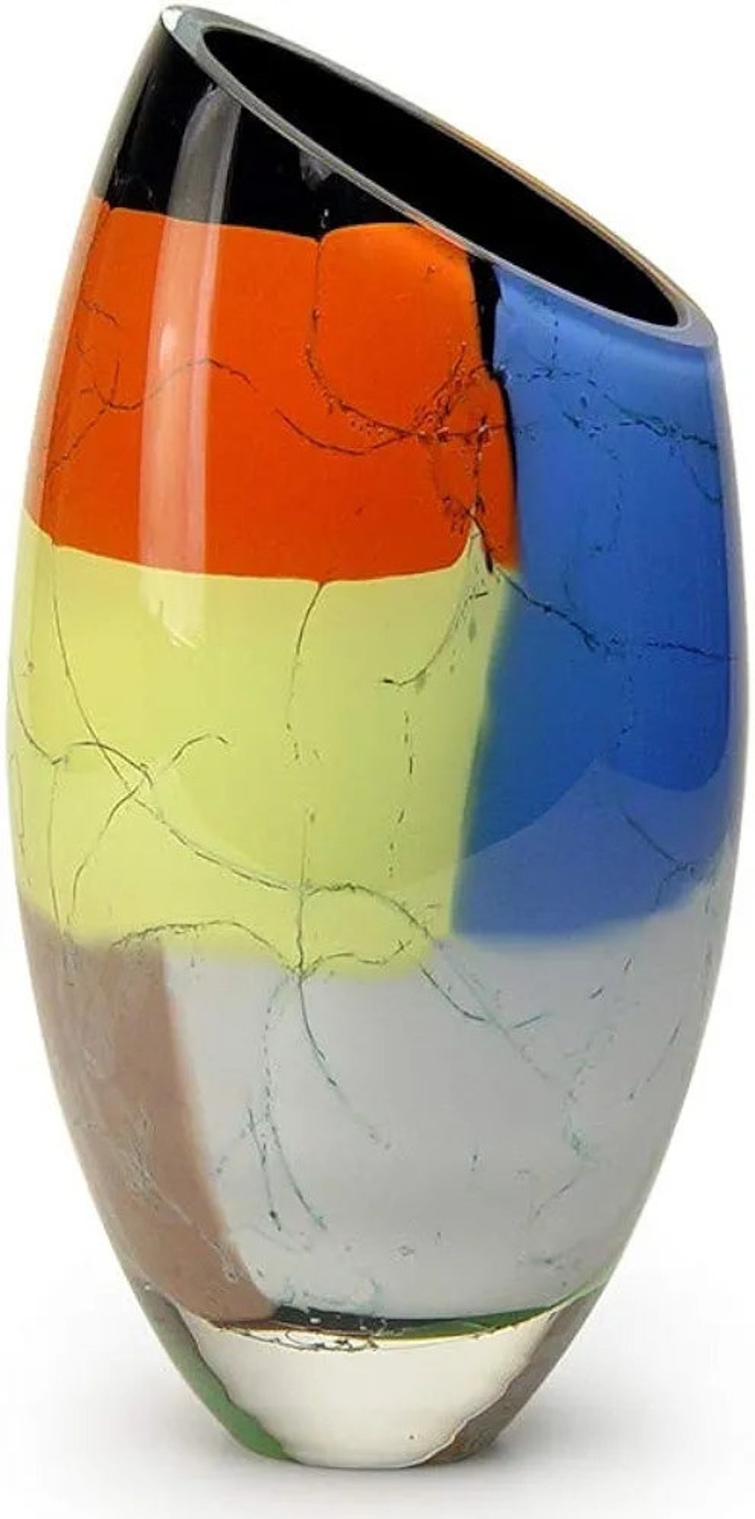 Glass Vase Colored Splinters Hand Blown Murano-style Art Glass - Etsy