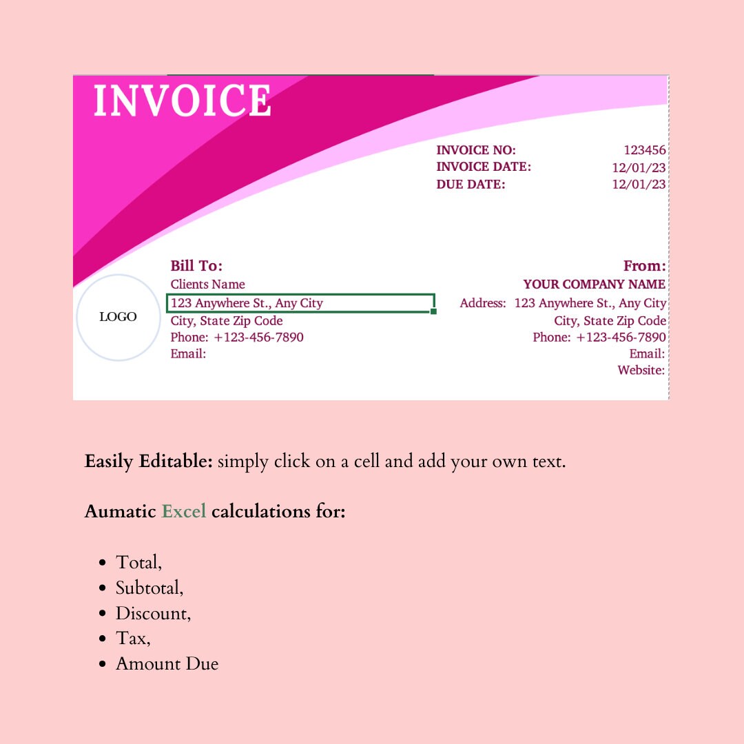 Pinky Invoice Template: Suitable for Small Business, Professional ...