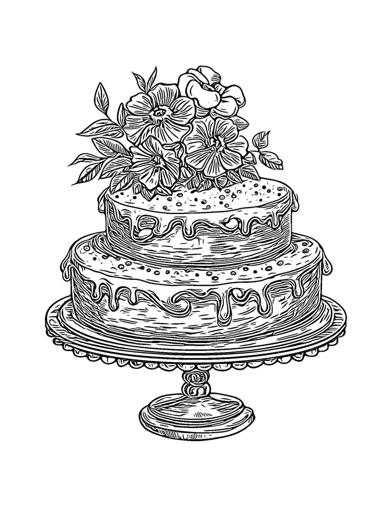 Whimsical Cakes Coloring Pages: Fun and Creative Designs for Relaxation ...
