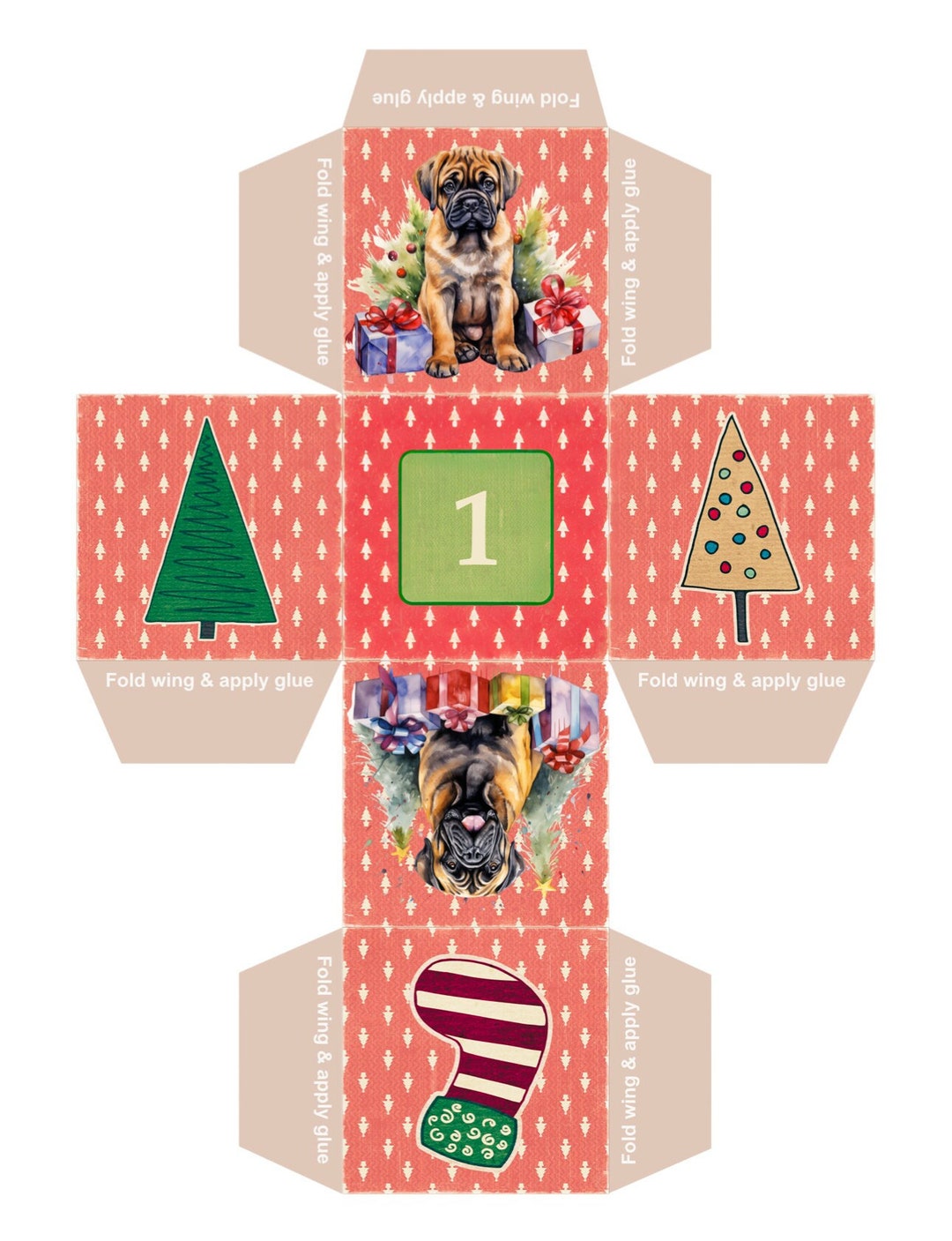 DIY 3D Christmas Printable Advent Calendar Boxes Doggy Style, PDF ...
