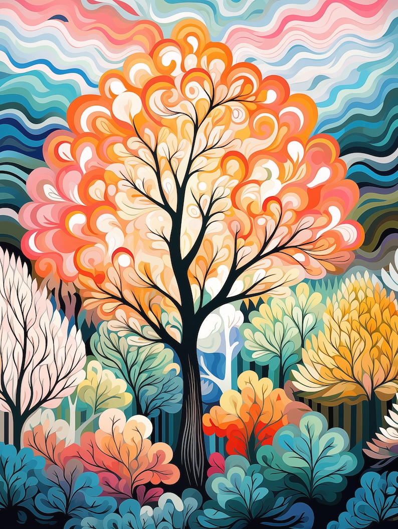 Nature-inspired Portraits Coloring Pages - Landscape Digital Coloring ...