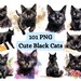 101 Watercolor Black Cats PNG Cliparts Watercolor Clipart, Cute Black ...