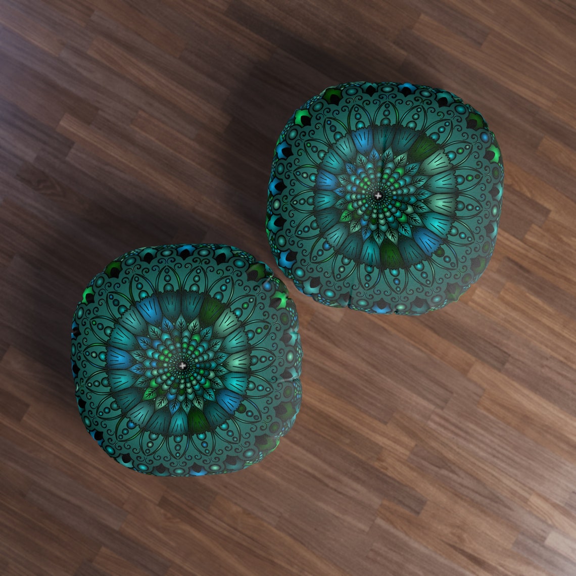 Floor Cushion Mandala Art Hand-drawn Tufted Floor Pillow, Round ...